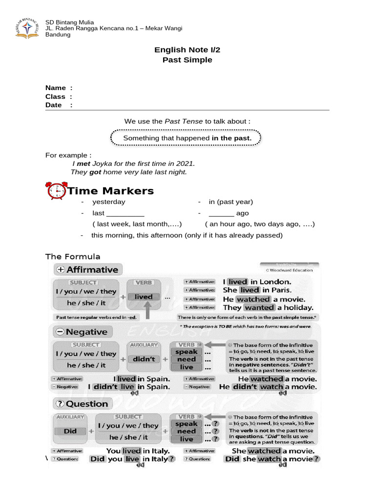 Note Past Simple Tense | PDF