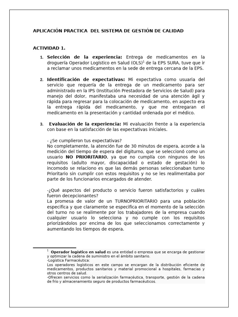 Aplicación Practica Del Sistema De Gestión De Calidad Pdf