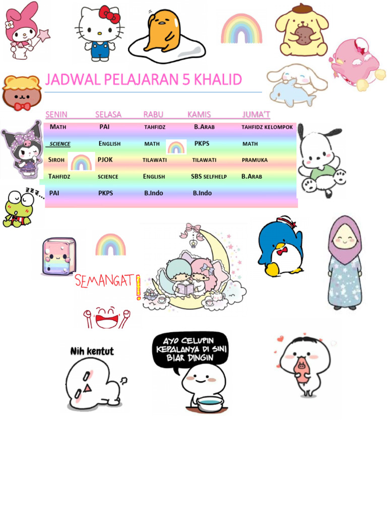 Jadwal Pelajaran 5 Khalid | PDF