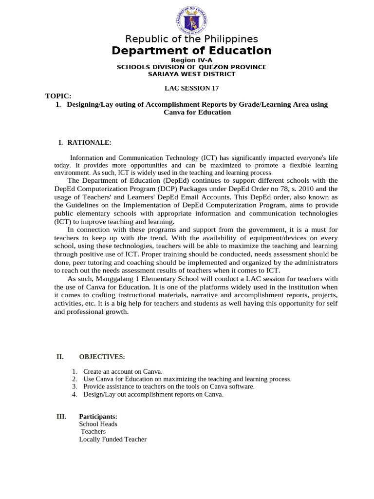 Lac Session 17 Training Design | PDF