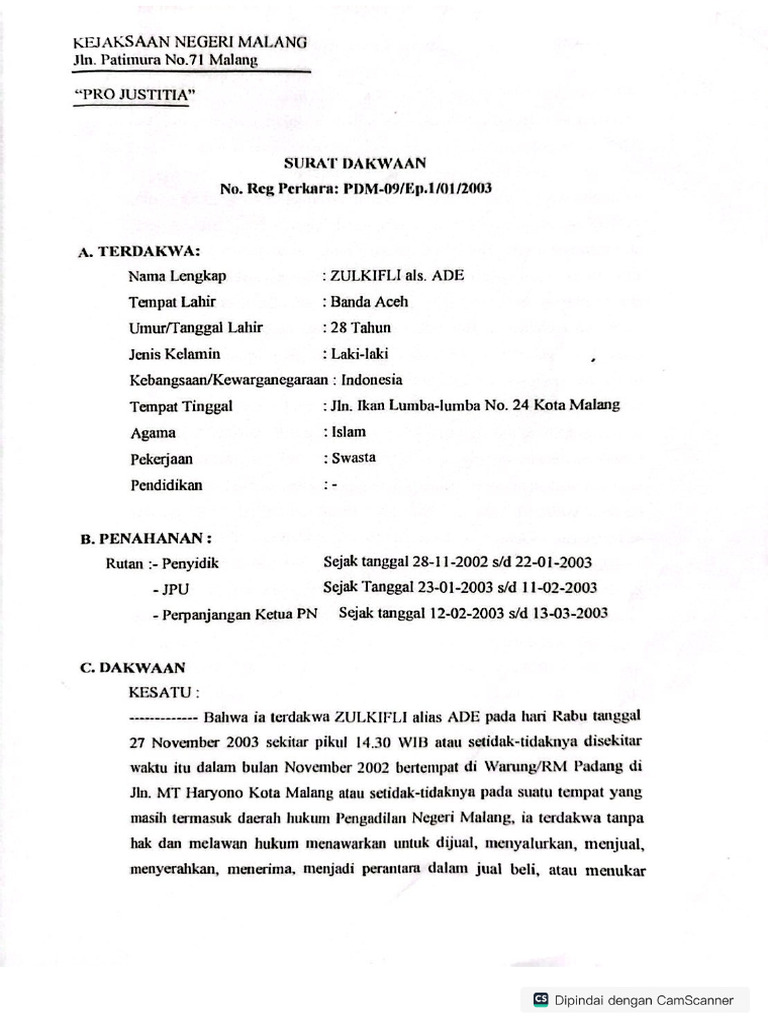 Surat Dakwaan Kumulatif | PDF