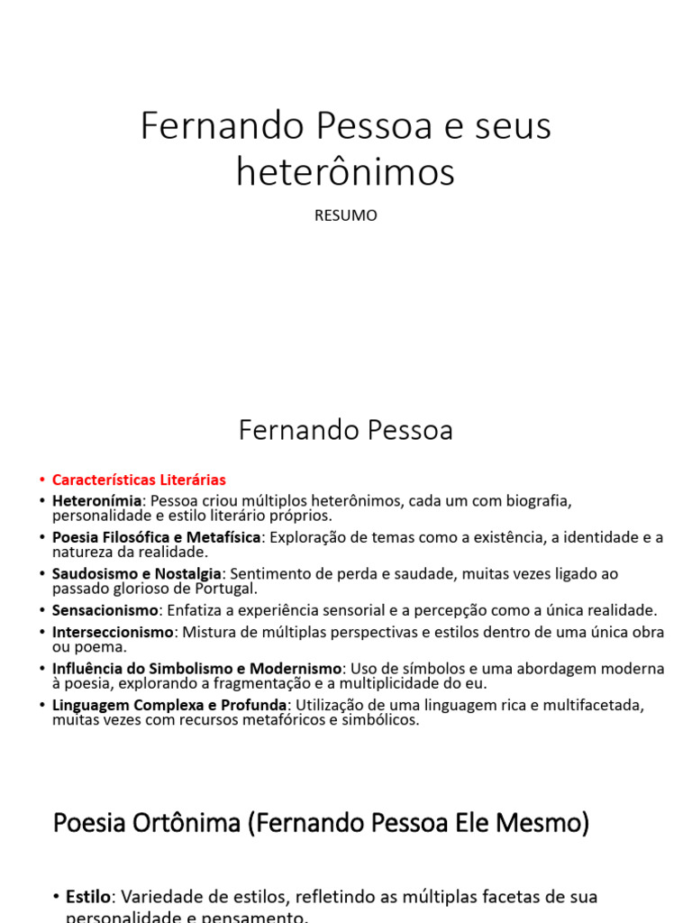 Fernando Pessoa e Seus Heterônimos | PDF