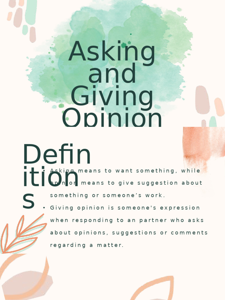 Asking and Giving Opinion | PDF
