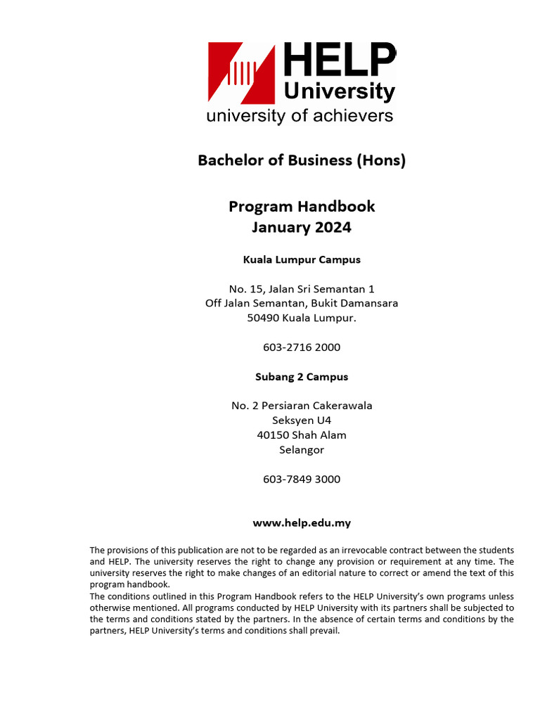 BBus Prog Handbook Jan 2024 v2 | PDF