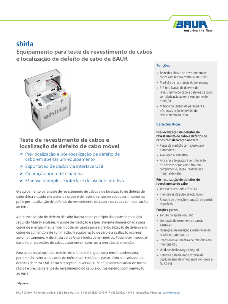 DS - Sheath Test and Fault Location Device - Shirla - BAUR - PT-BR | PDF