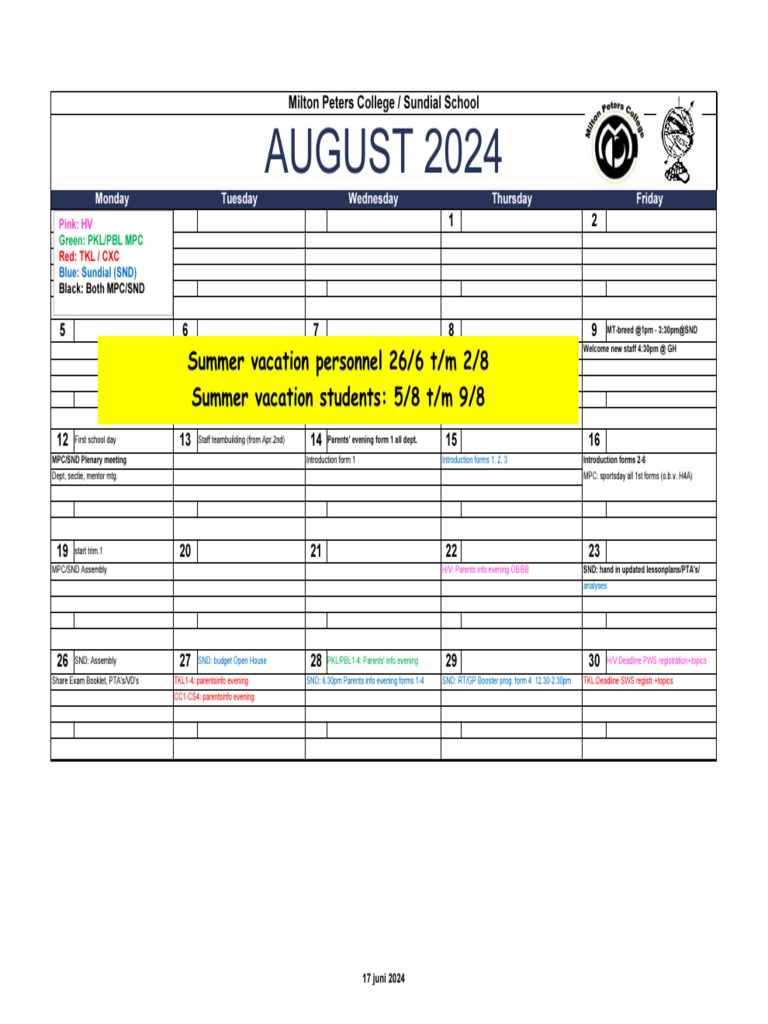 2024-2025 Academic Calendar 170624 | PDF