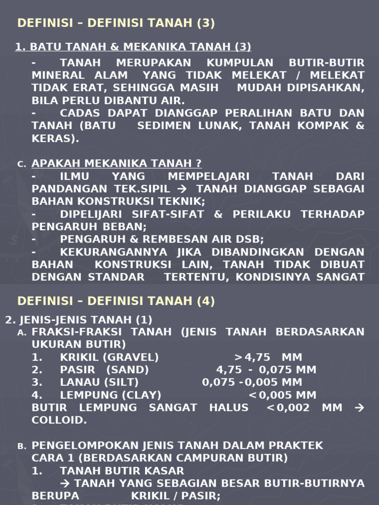 Materi 1 (Definisi Dan Analisis Butiran) | PDF
