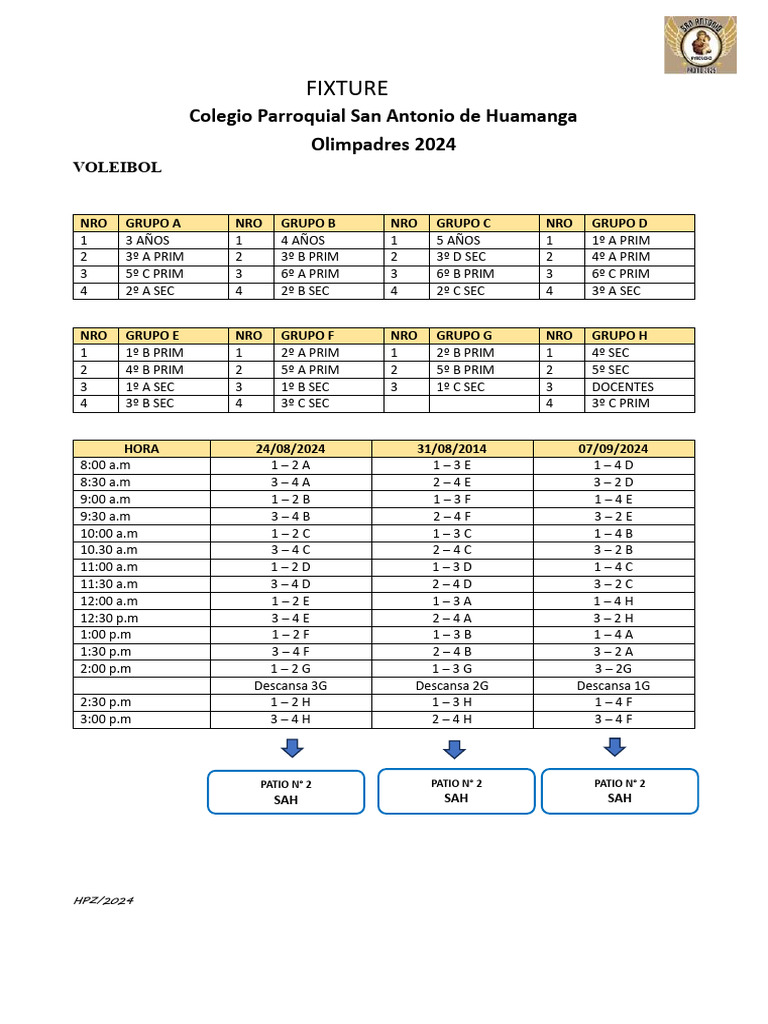 Fixture Voleibol Basketboll Completo 2024 Olimpadres | PDF