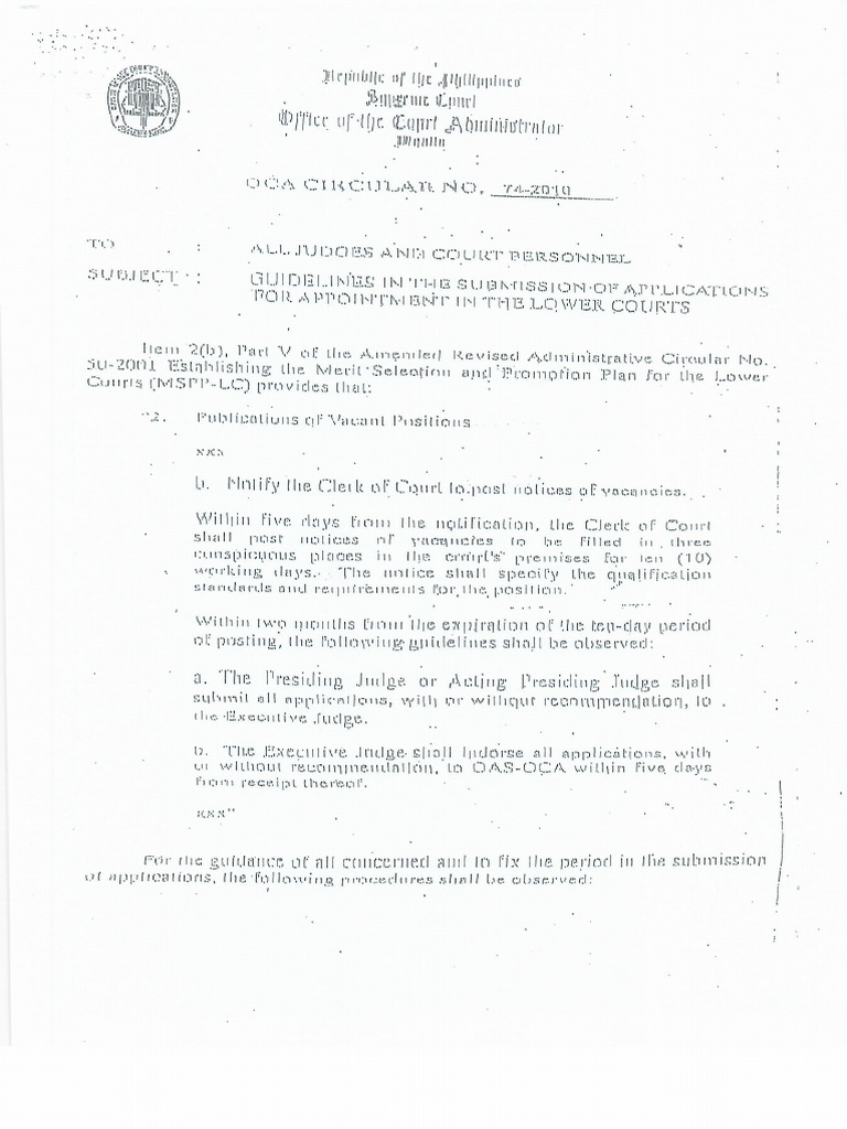 Oca Circular No.74-2010 | PDF