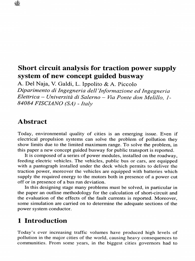 Short Circuit Analysis For Traction Power Supply | PDF