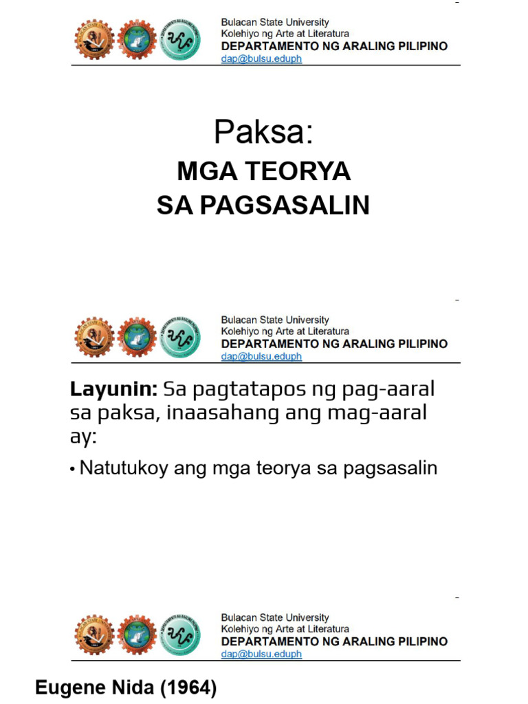 Paksa Blg. 8 - Mga Teorya Sa Pagsasalin - Kopya | PDF
