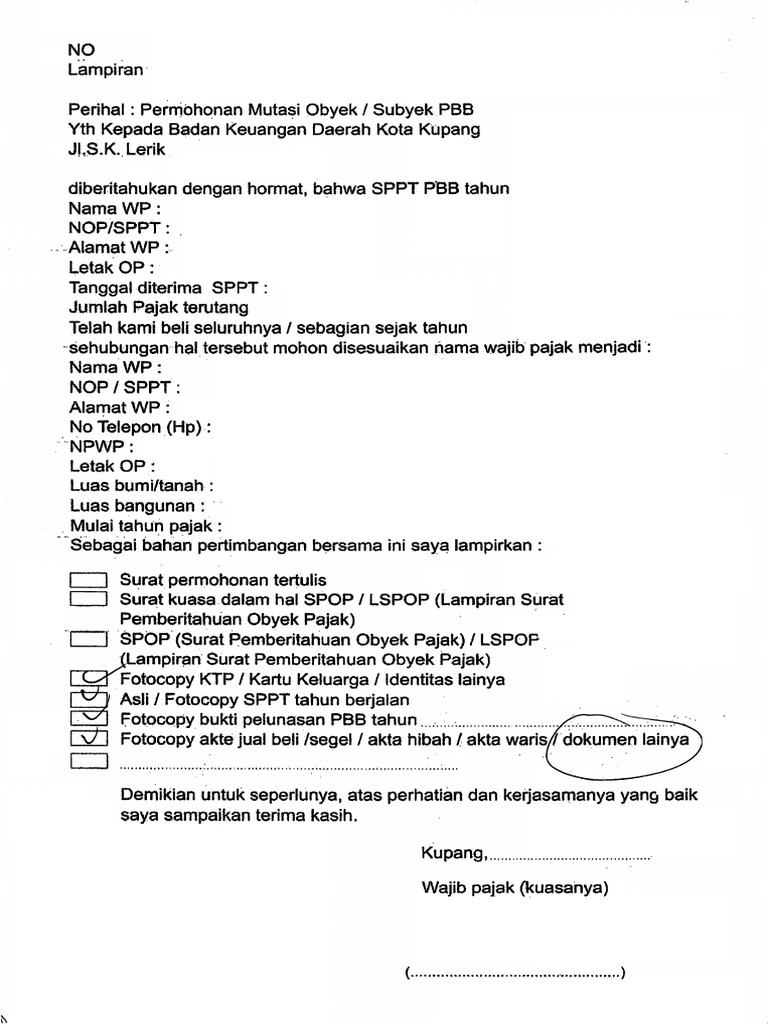Surat Pemberitahuan Objek Pajak (Spop) | PDF