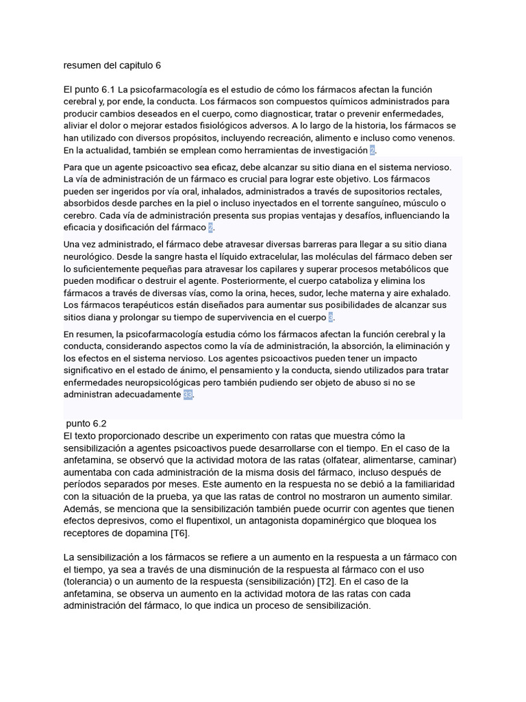 Resumen Del Capitulo 6 | PDF | Dopamina | Cocaína