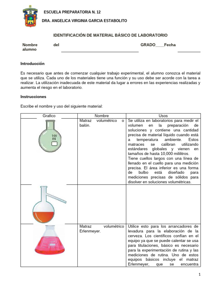E1 - Identificacion - Material Quimica 1 | PDF | Laboratorios ...