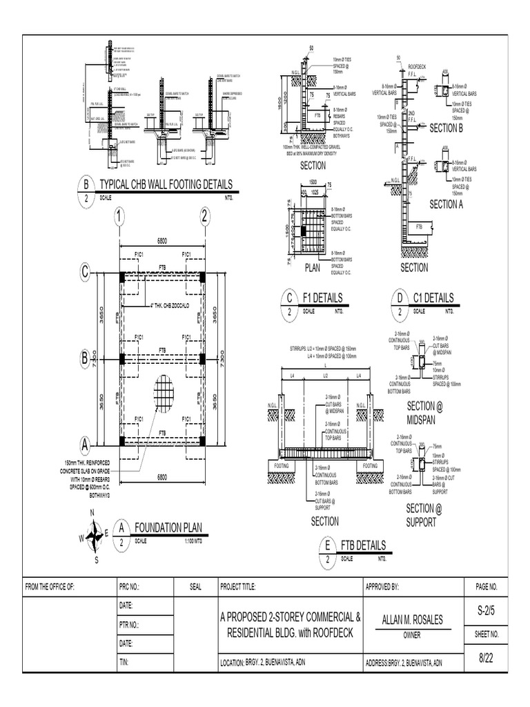 Typical CHB Wall Footing Details B | PDF