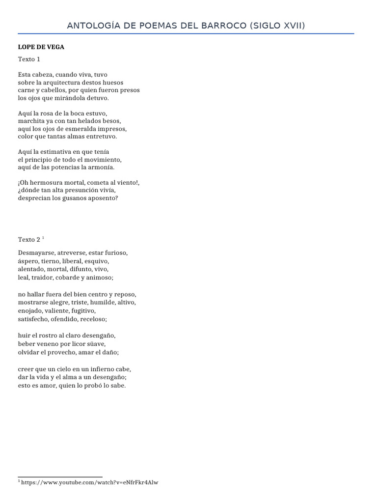 Antología de Poemas Del Barroco | PDF
