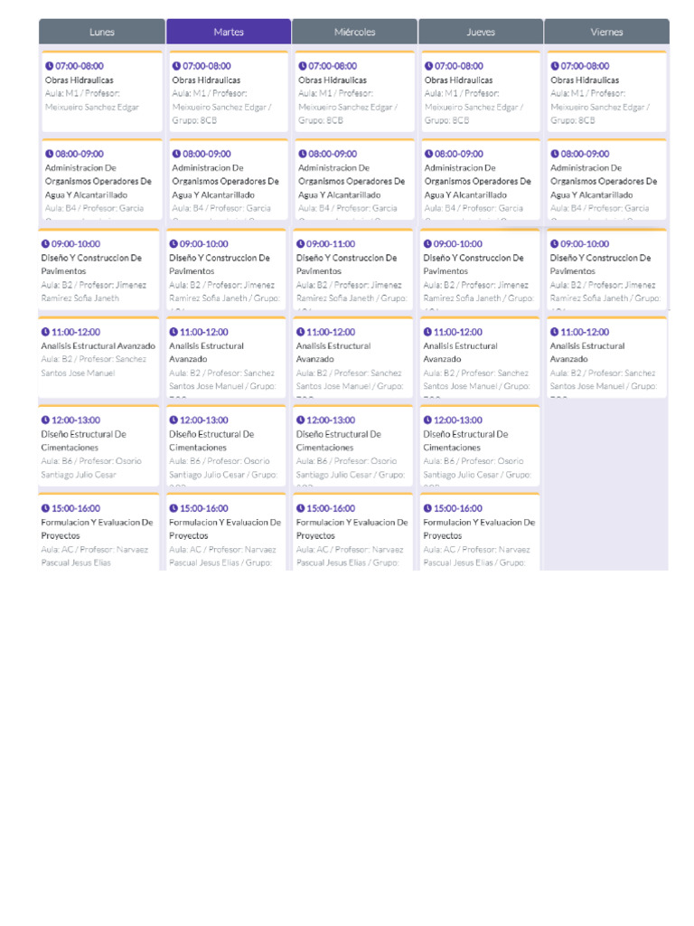 Horario Agos Dic | PDF