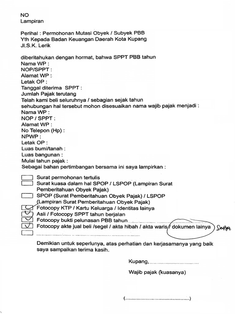 Form Mutasi PBB | PDF