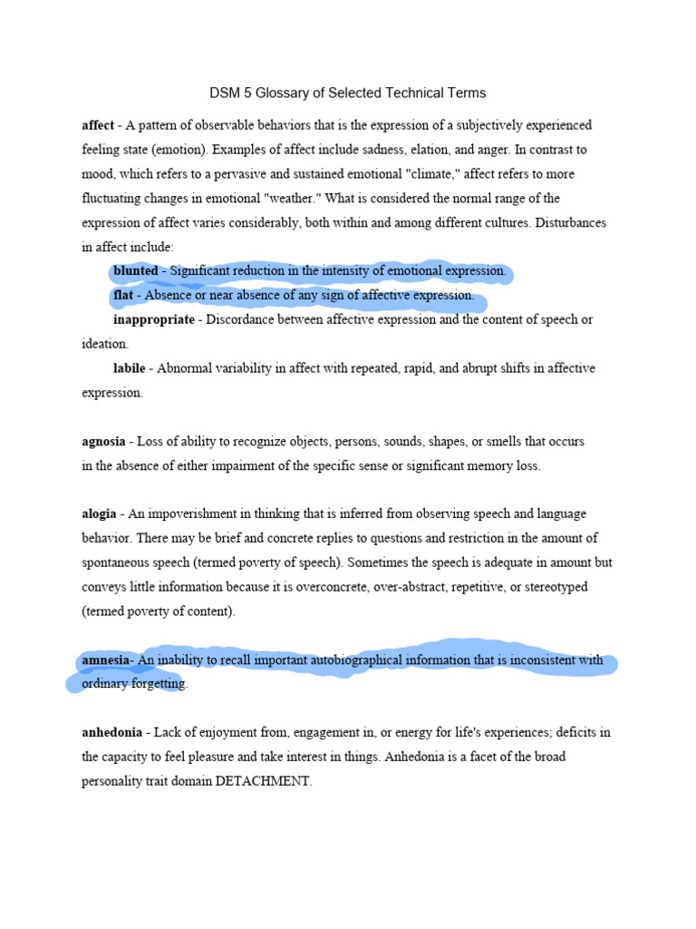 DSM5 Glossary of Terms | PDF