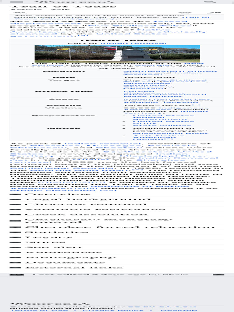 Trail of Tears - Wikipedia | PDF