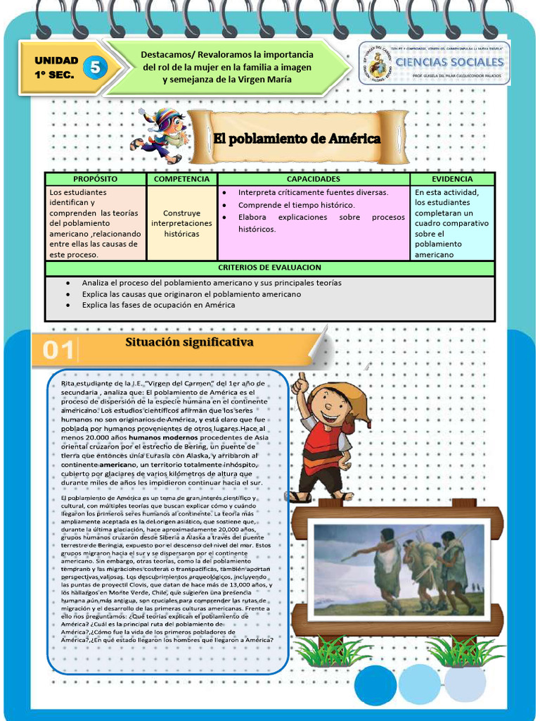 1ºab Ficha Poblamiento de America CCSS | PDF