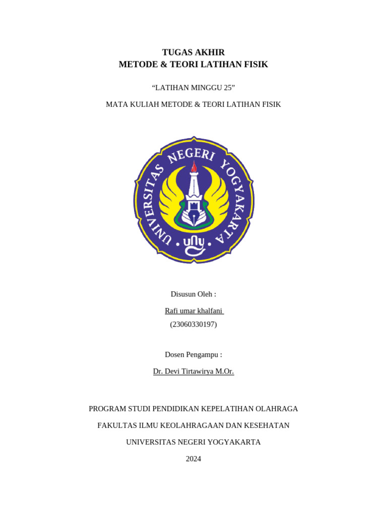 Rafi Umar Khalfani - 23060330197 Uas Teori Latihan Fisik | PDF