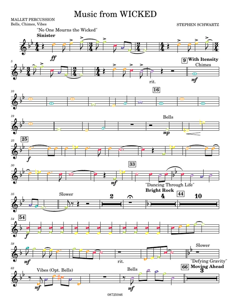 Music From WICKED - Mallet With Note Names | PDF