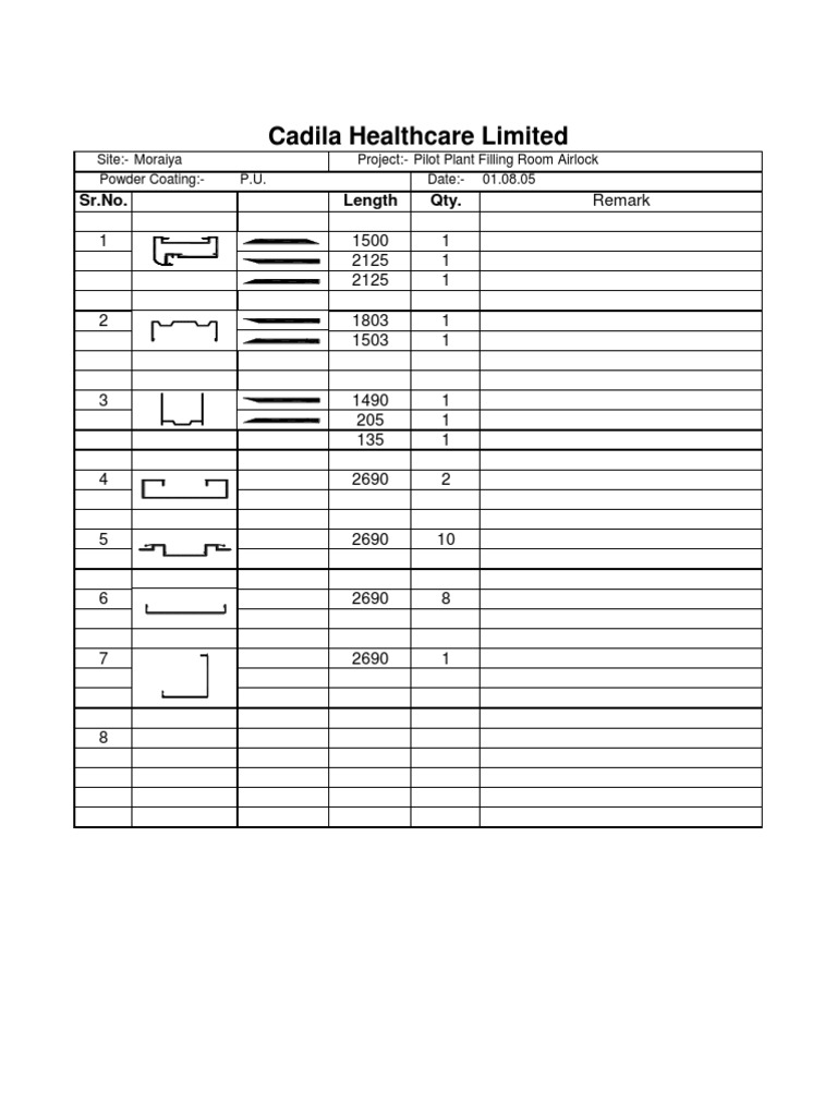 Cutting List Format | PDF