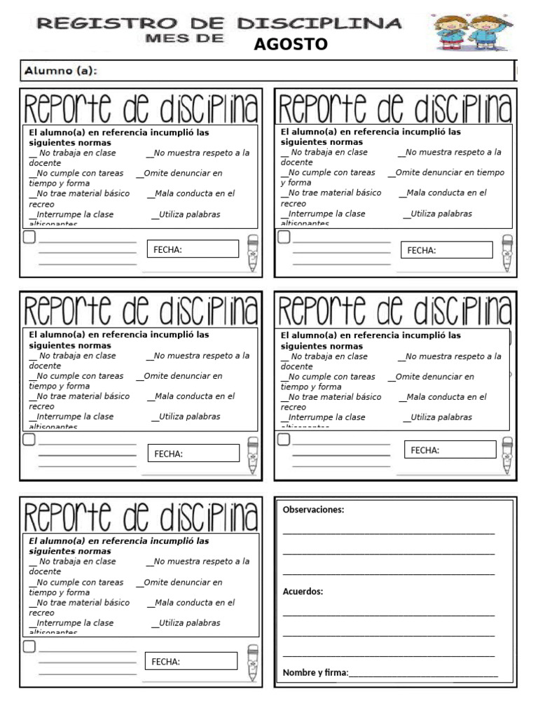 Reporte de Disciplina | PDF