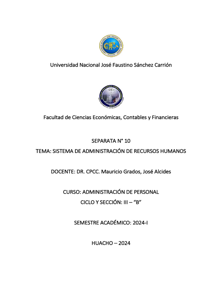 SEPARATA 10 - Sistema de Administración de RRHH | PDF | Gestión de recursos humanos ...
