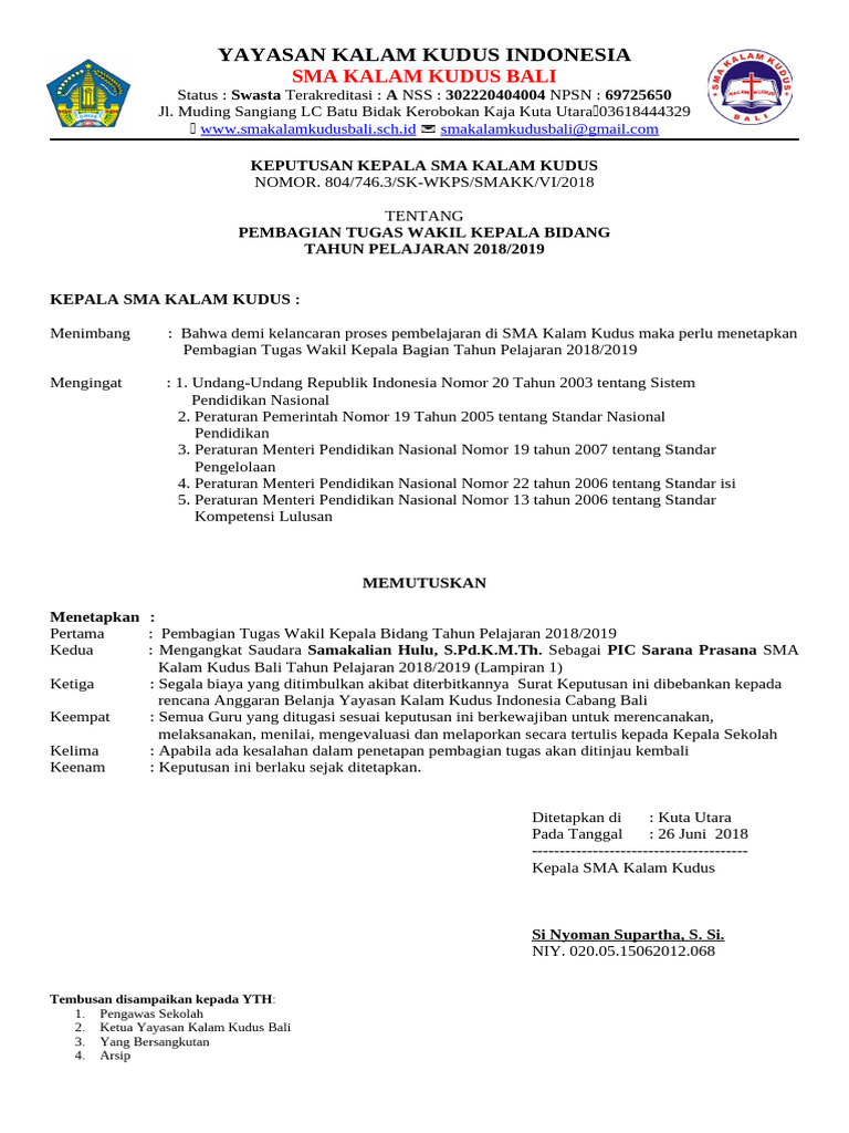 SK Beban Mengajar | PDF