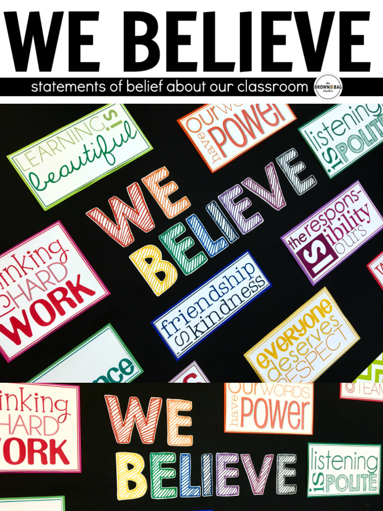 Classroom Expectationsand Belief Subway Art We Believe Bulletin Board ...