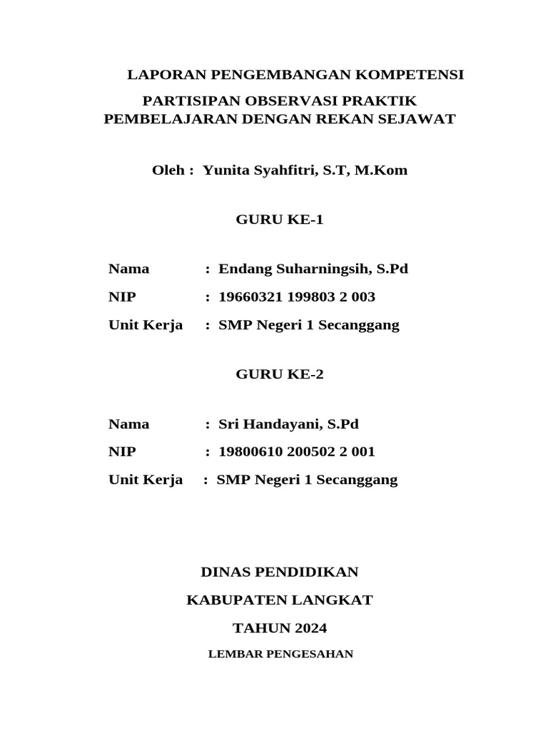 LAPORAN PENGEMBANGAN KOMPETENSI Ys | PDF