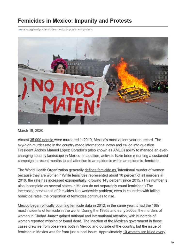 Femicides in Mexico Impunity and Protests | PDF