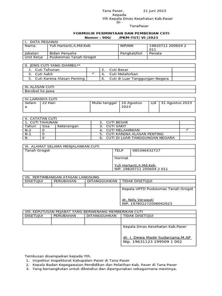 Format Cuti Terbaru | PDF