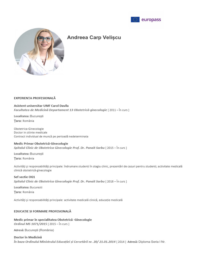 (CV) Carp Veliscu Andreea Marilena (SL3) | PDF