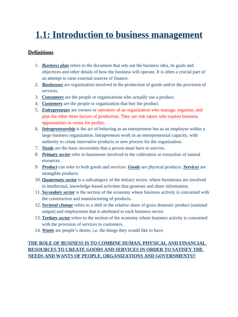 1.1 - Introduction To Business Management | PDF | Marketing ...