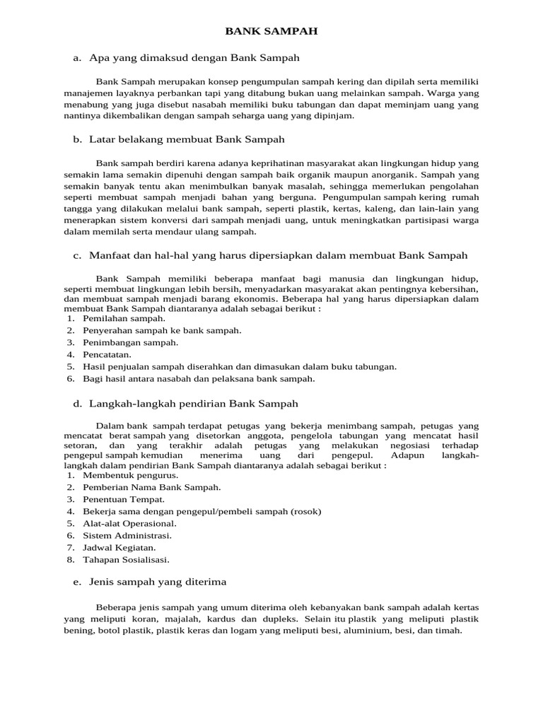 BANK SAMPAH | PDF