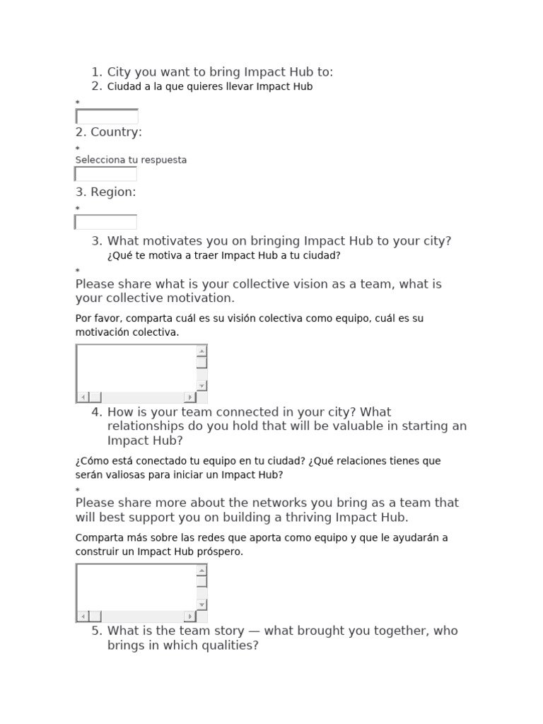 Formulario Impact Hub To | PDF | Business