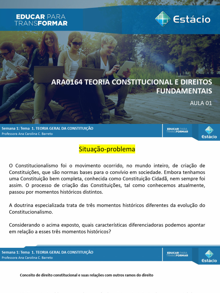Aula 01 TEORIA CONSTITUCIONAL E DIREITOS FUNDAMENTAIS - ARA0164 | PDF | Ciencias Políticas ...