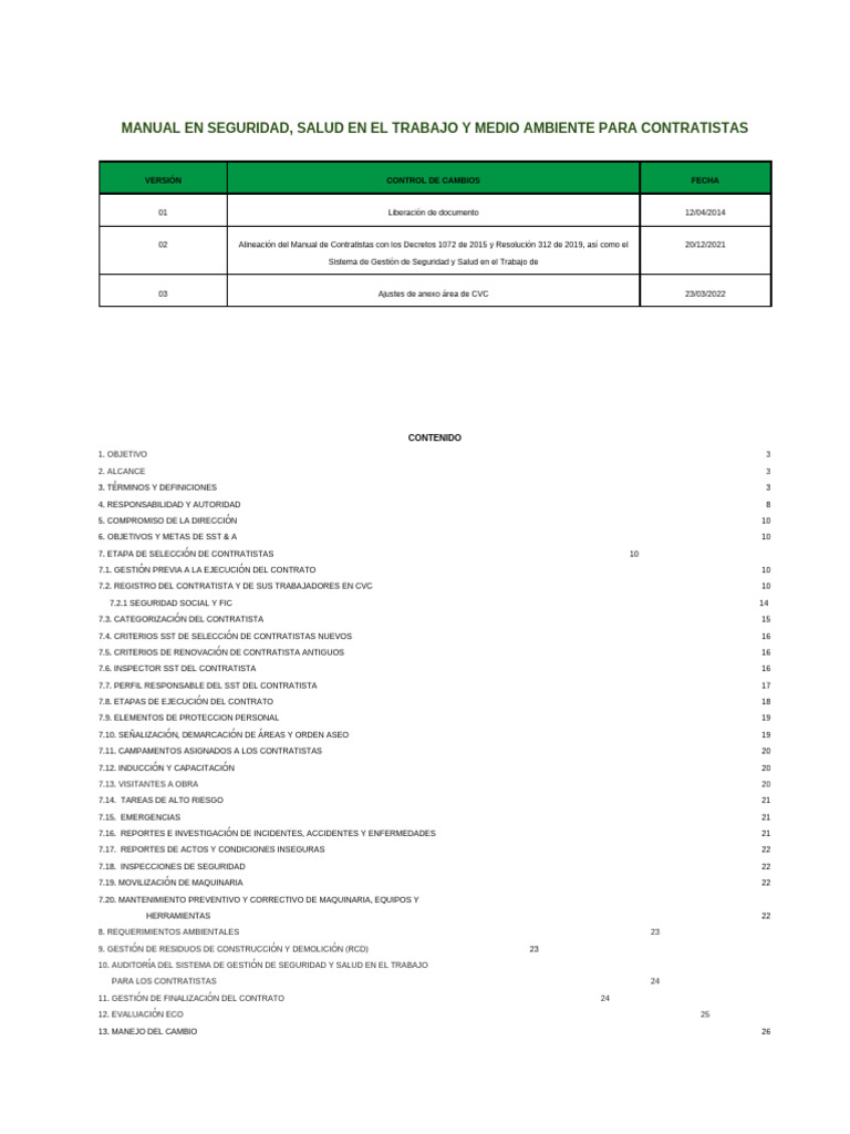 Manual de Contratistas | PDF