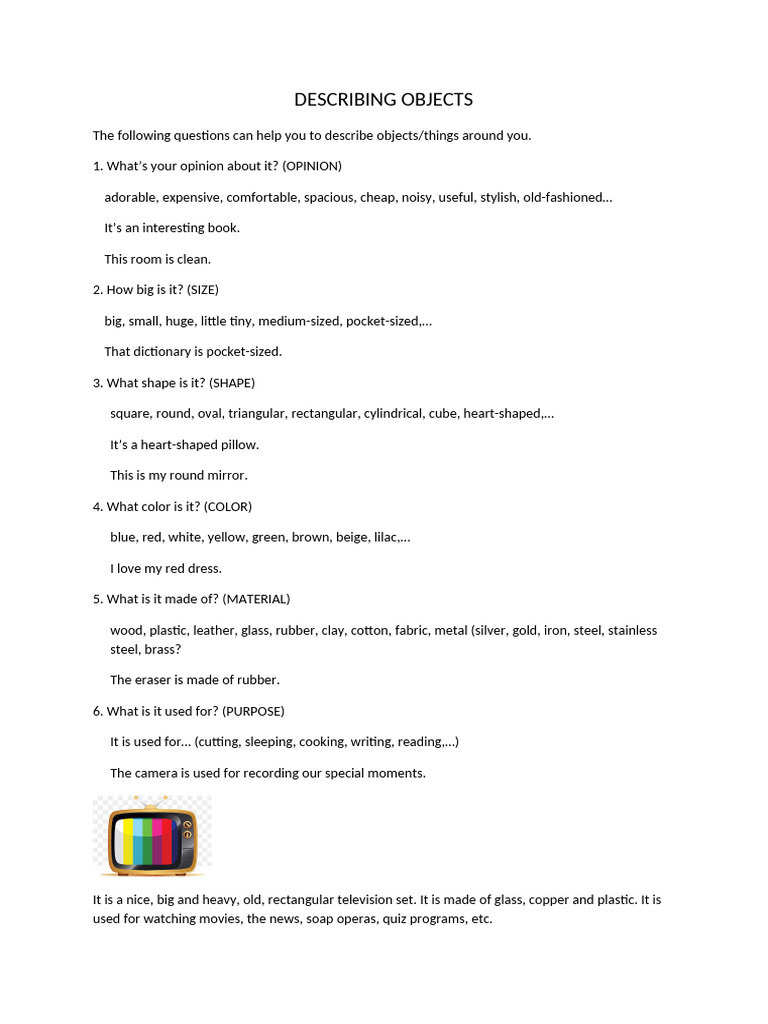 Describing Objects | PDF