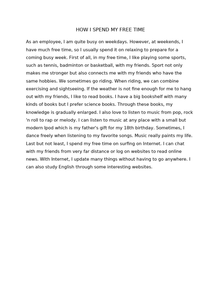 How I Spend My Free Time | PDF | Language Arts & Discipline | Art