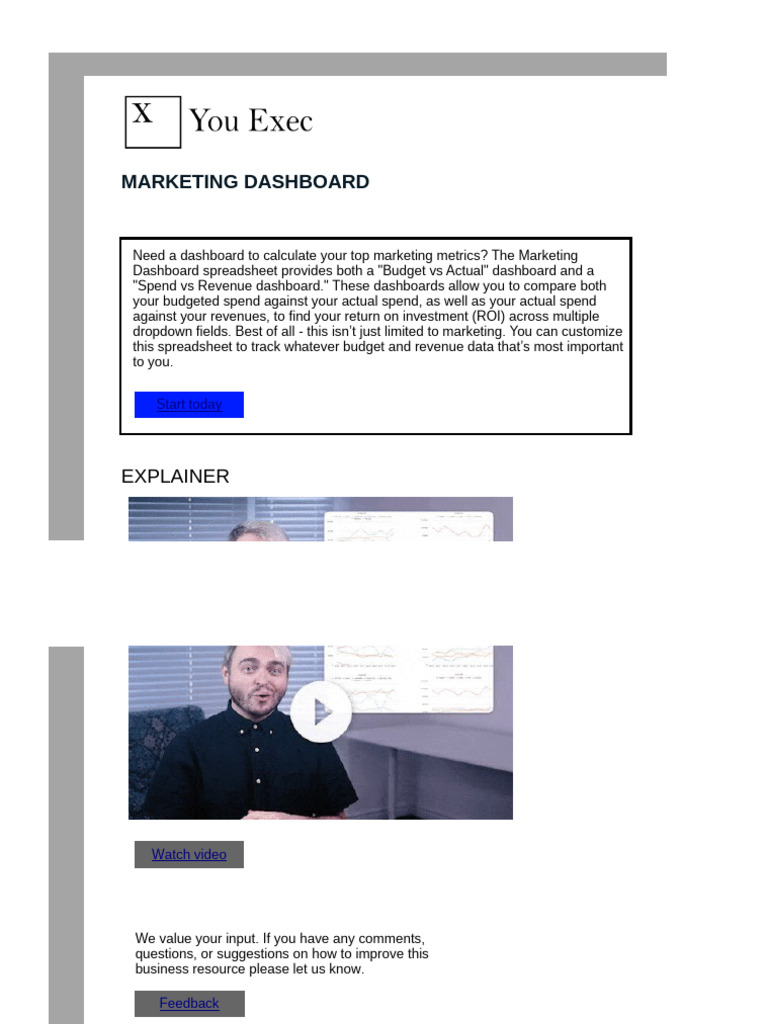 You Exec - Marketing Dashboard Free | PDF