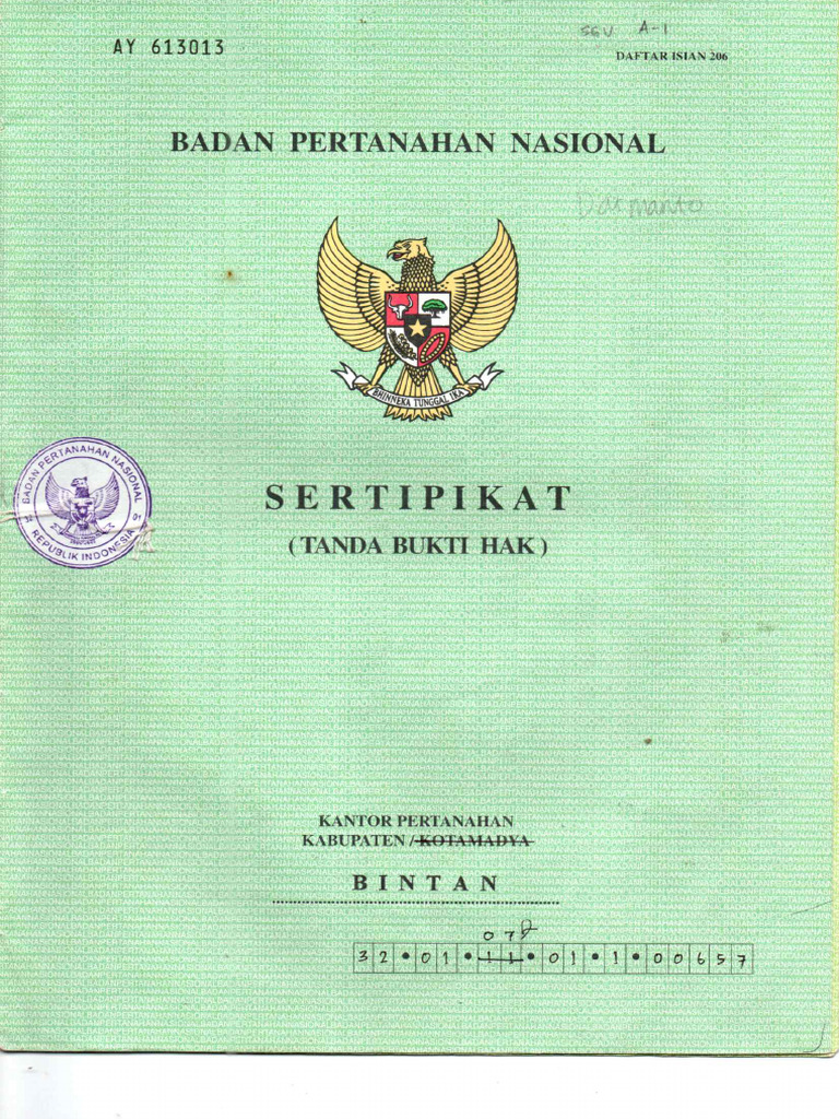 Contoh Scan Sertifikat Tanah | PDF