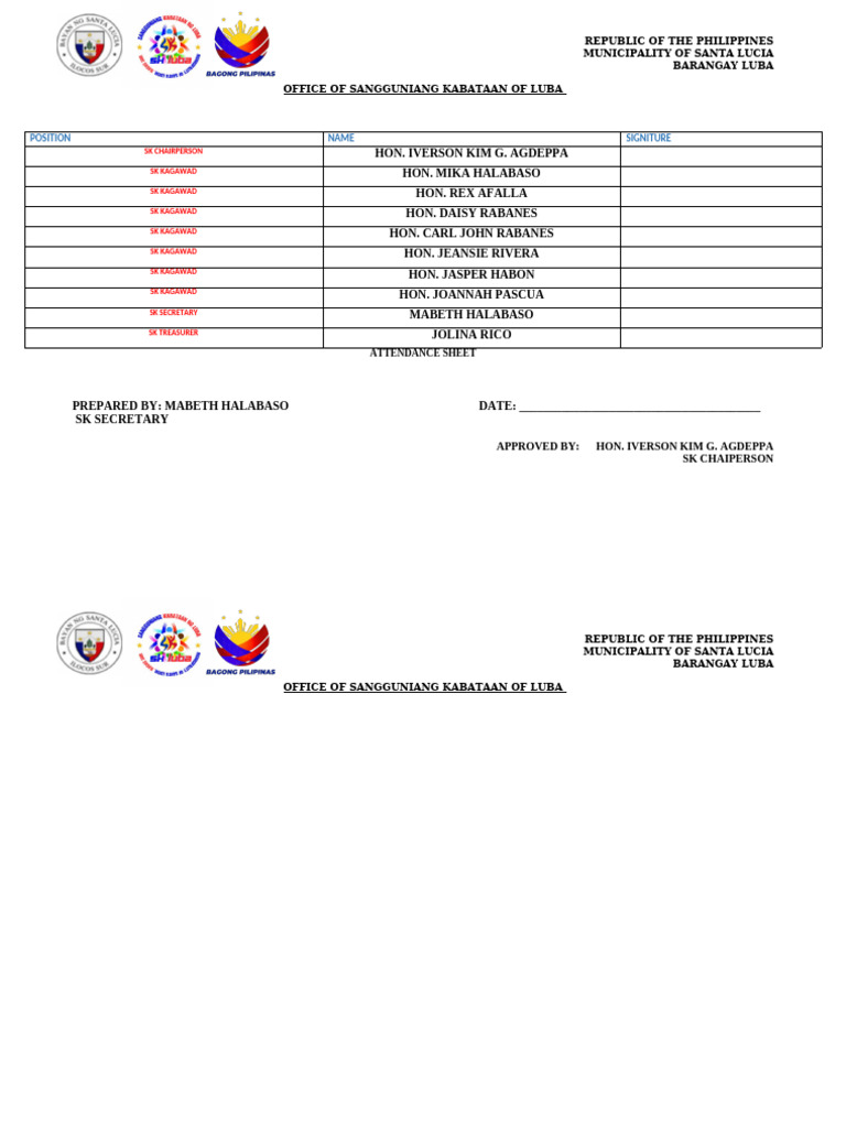 SK Official Attendance | PDF