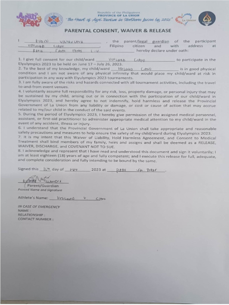 Sepaktakraw Waiver and Medical Clearance | PDF