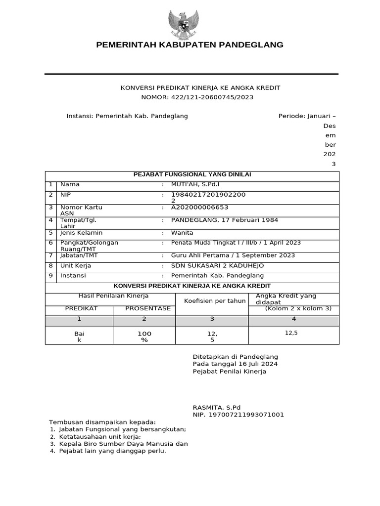 Draft PAK Konversi 2023 Mutiah | PDF