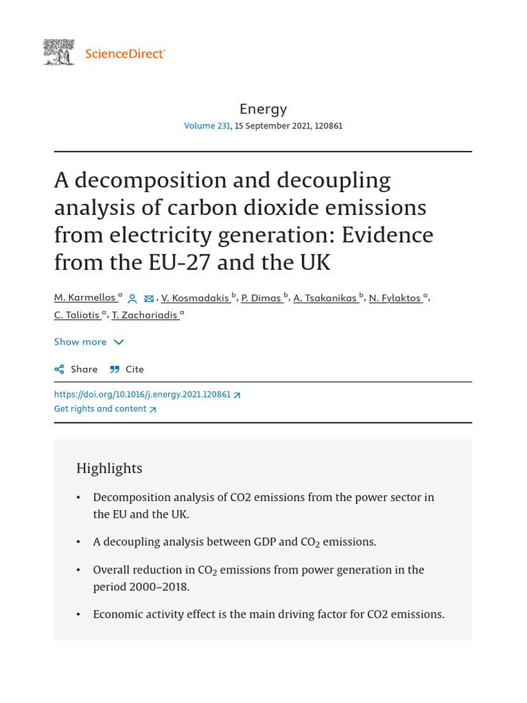 A Decomposition And Decoupling Analysis Of Carbon Dioxide Emissions