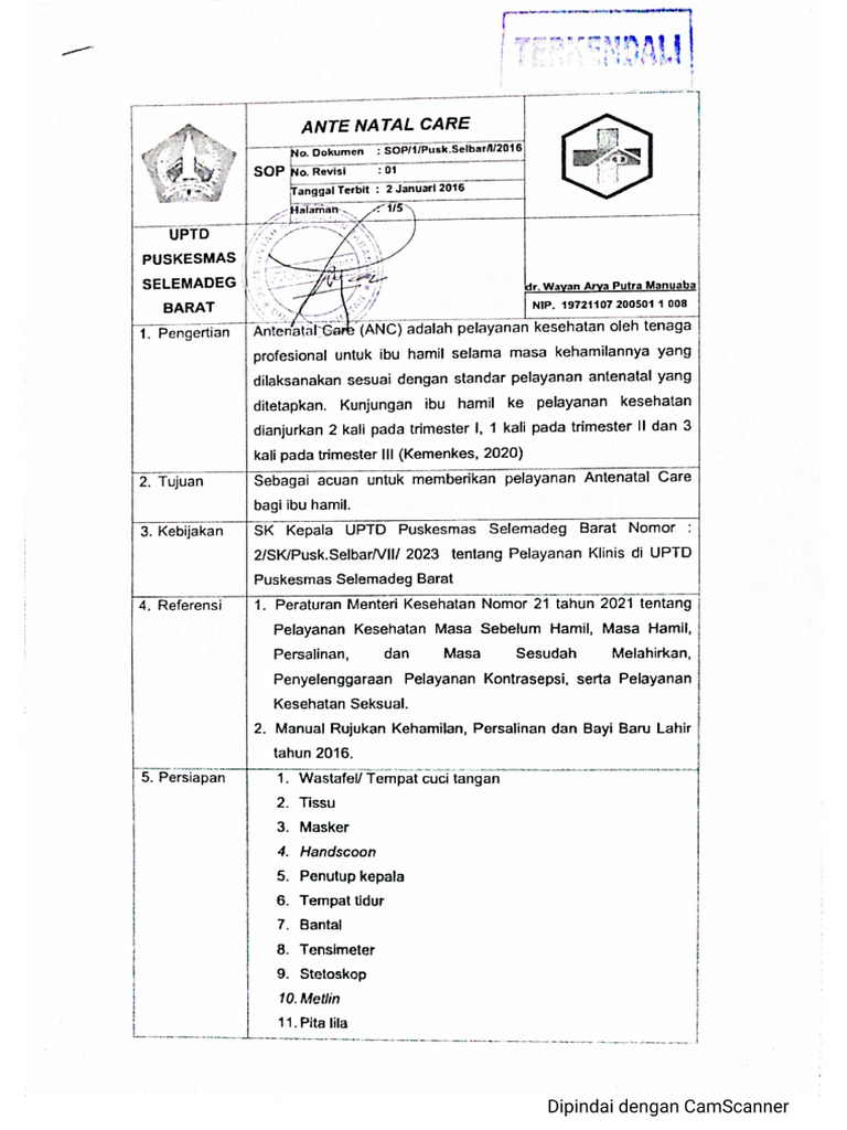 SOP Pelayanan ANC | PDF